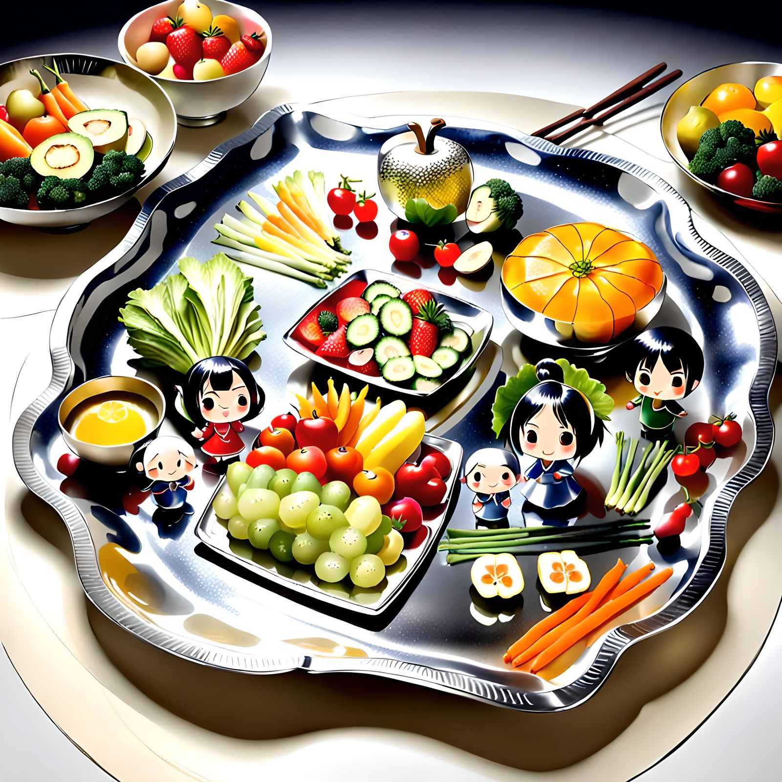 A Japanese “chibi” fruit & vegetable platter - AI Generated Artwork ...