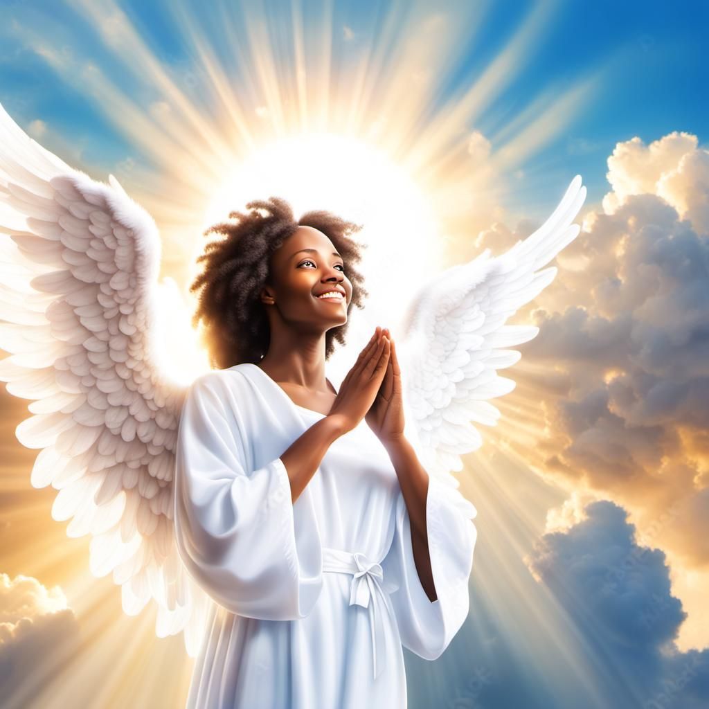 Beautiful Angel in heaven African American - AI Generated Artwork ...