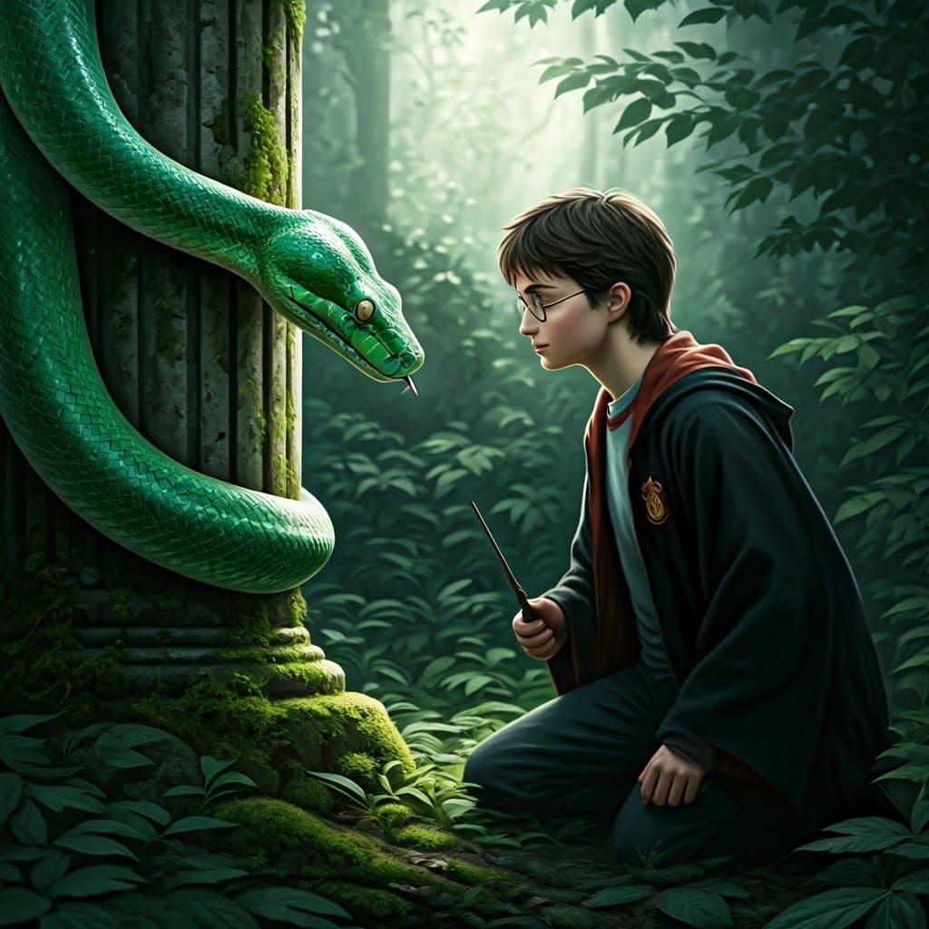 Harry Potter mastering Parseltongue