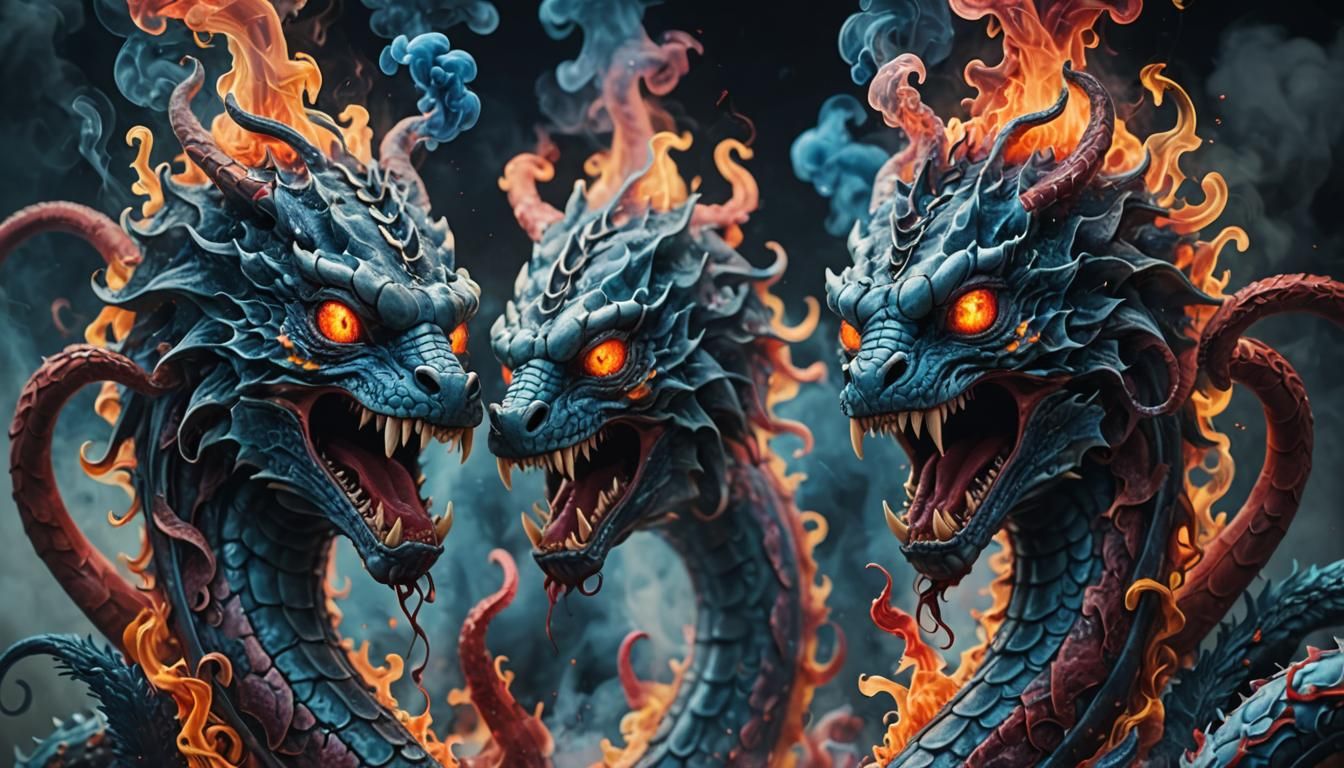 Hydra multiple heads - AI Generated Artwork - NightCafe Creator