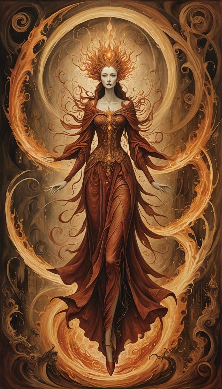 Fire Faerie, incandescent vortex of fire in the Royal Court. Gnosis of ...