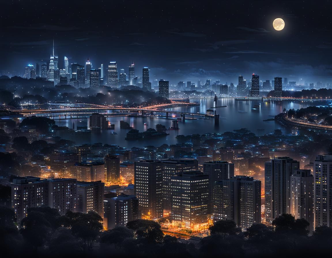 Nighttime Cityscape - AI Generated Artwork - NightCafe Creator