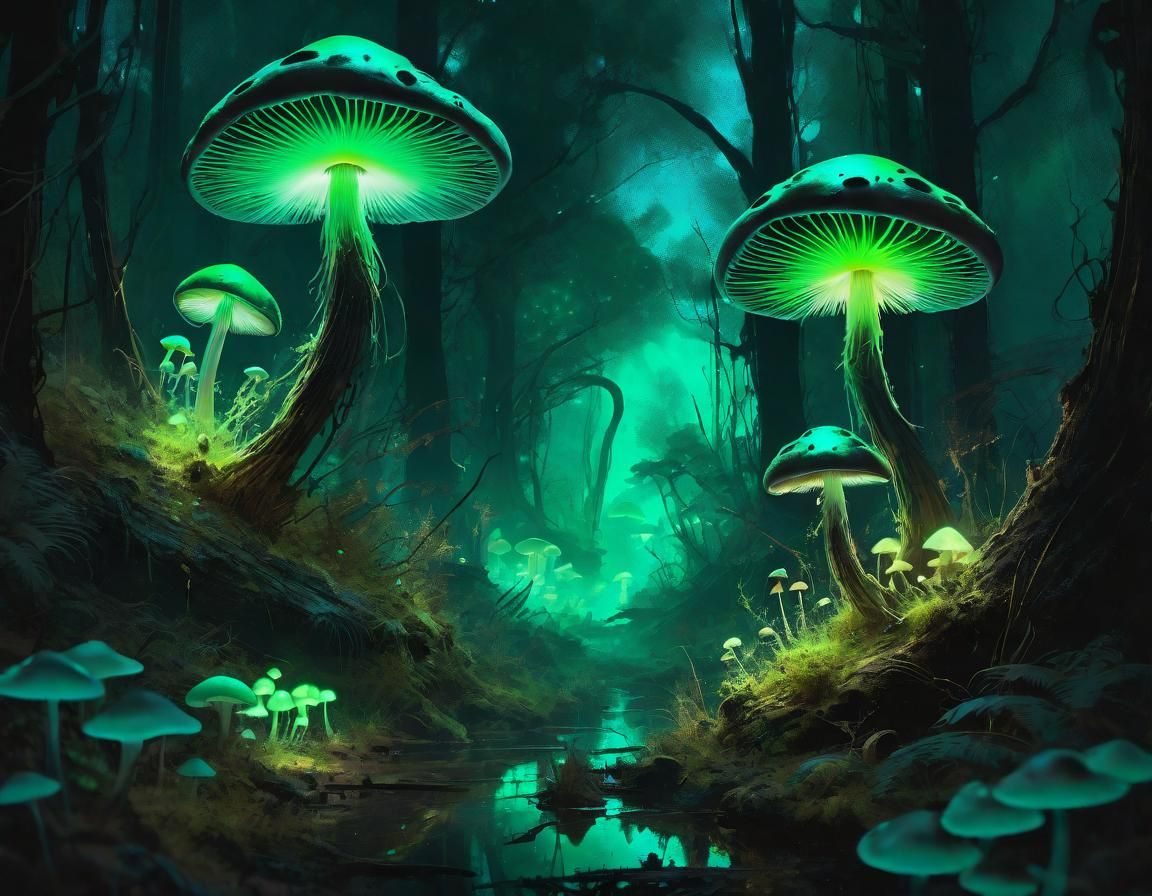 Foxfire Forest - AI Generated Artwork - NightCafe Creator