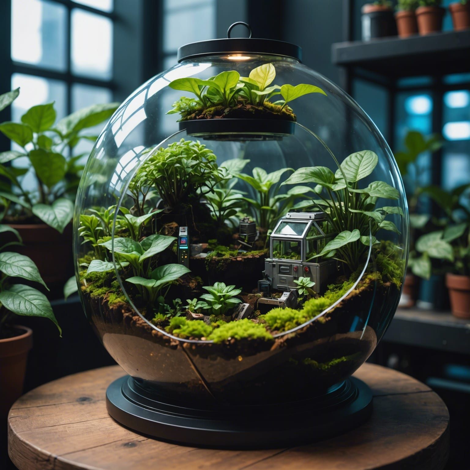 Cyberpunk terrarium with rare fittonias - AI Generated Artwork ...