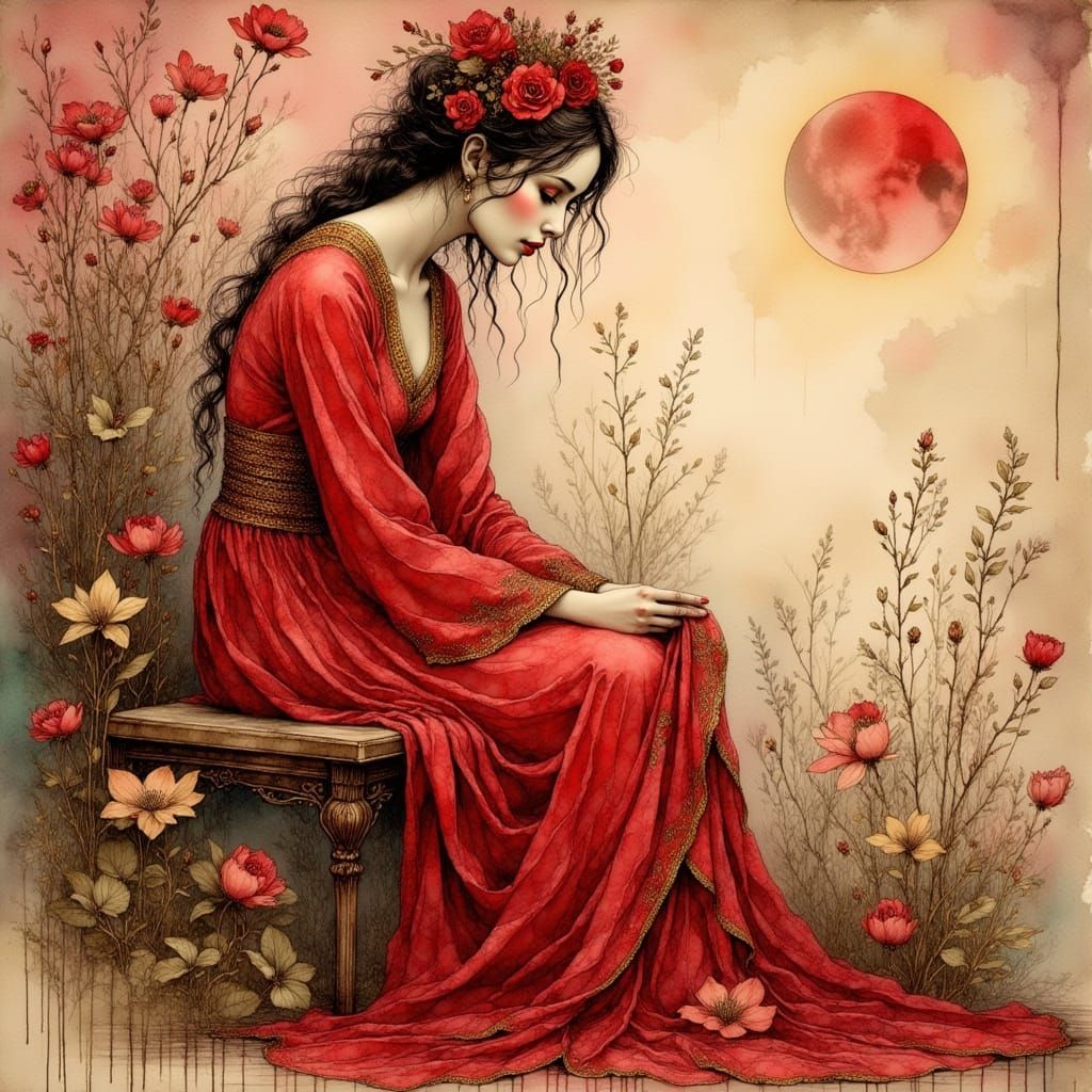 Reflexion - Ethereal Beauty in Art Nouveau Robe