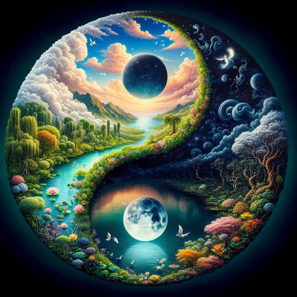 Yin Yang Day and Night - AI Generated Artwork - NightCafe Creator
