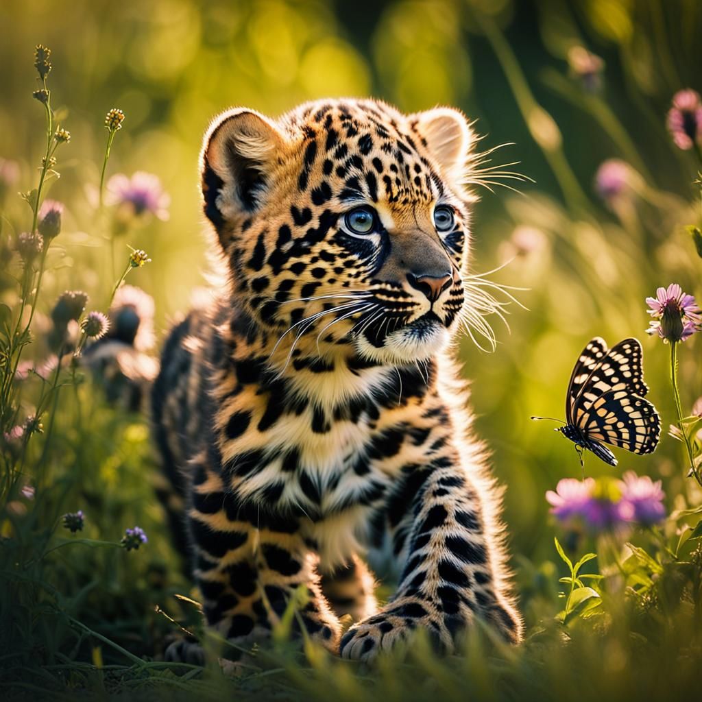 A playful Amur leopard pup. - AI Generated Artwork - NightCafe Creator