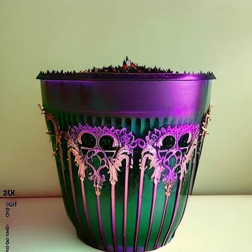 Gothic purple holographic pot with rose gold accents& black roses ...