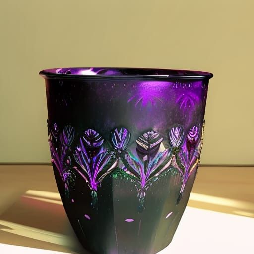 Gothic purple holographic pot with rose gold accents& black roses ...