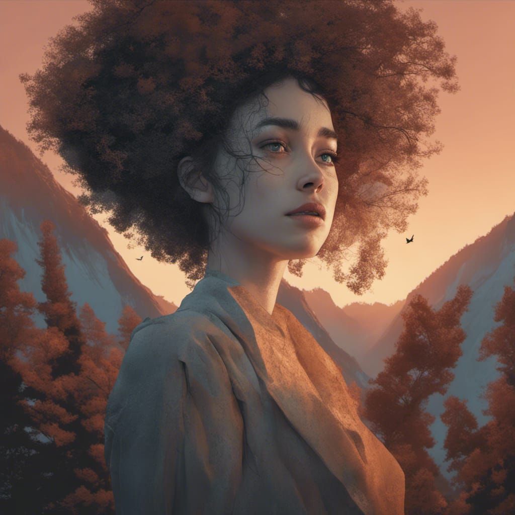 Woman with trees for hair - AI Generated Artwork - NightCafe Creator