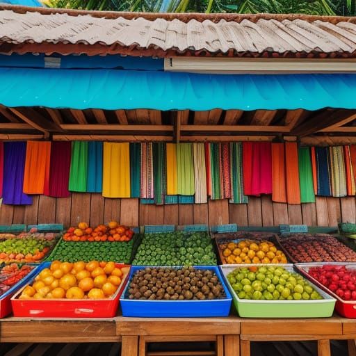 Vibrant Costa Rican Marketplace in Dominical - AI Art