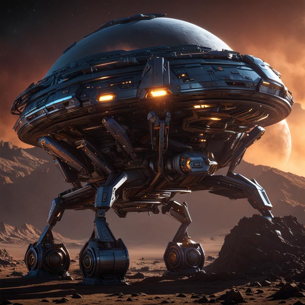 alien mouse, on top of a mech body, on the moon, intricate mech details ...