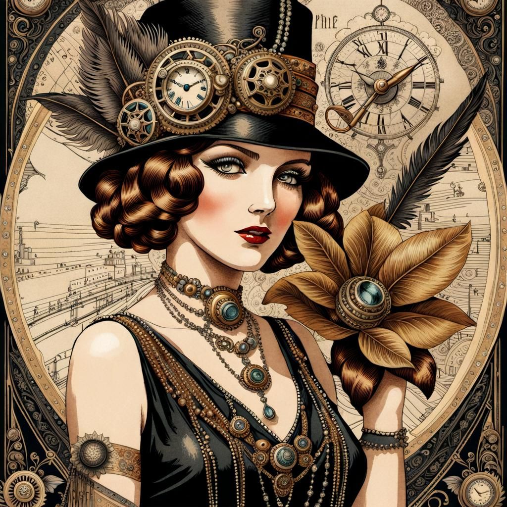 Steampunk Flapper - AI Generated Artwork - NightCafe Creator