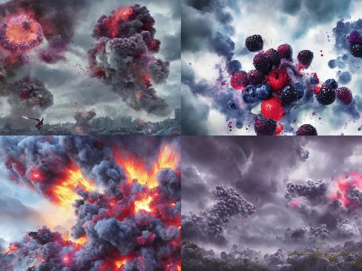Blueberry, blackberry and strawberry bomb mid explosion. Epic ...
