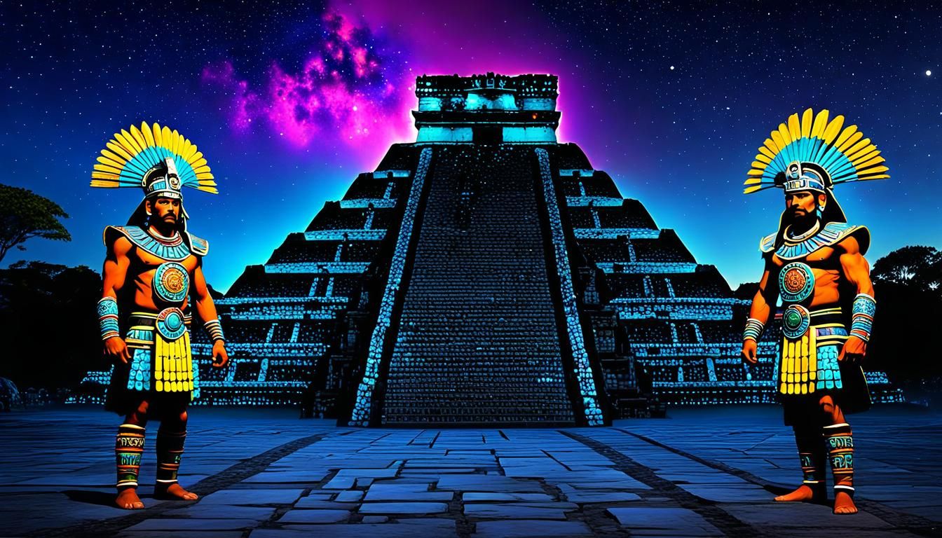 Aztec warriors in the Kukulcán temple, Chichén Itzá. - AI Generated ...