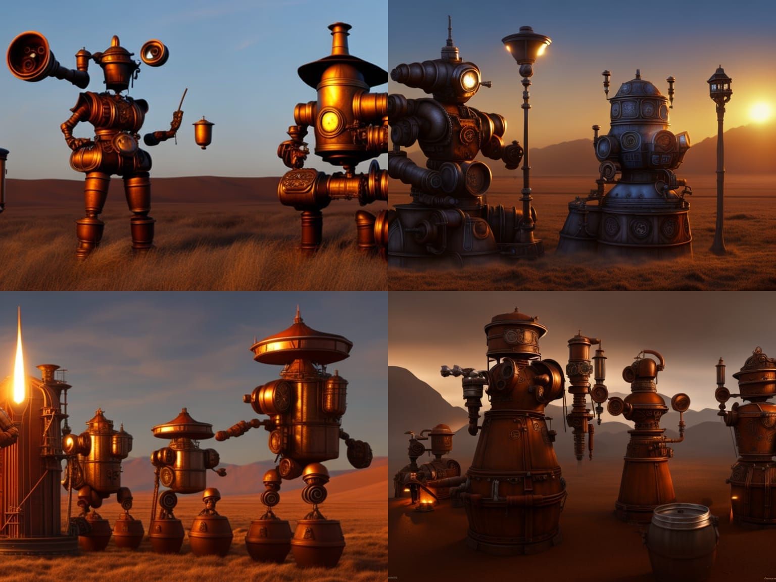 Photorealistic photo of steampunk robots drinking beer Zdzisław ...