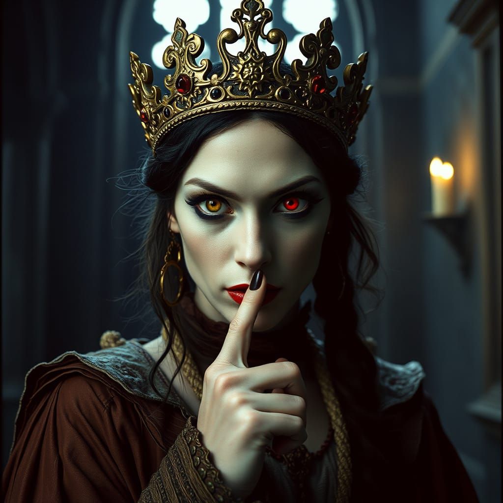 Ethereal Vampire Queen in Haunted Cathedral - AI Art