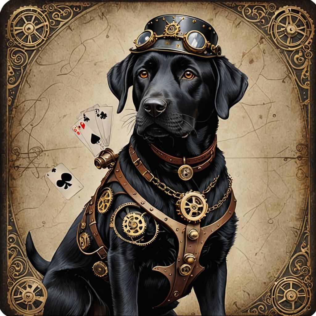 black labrador- steampunk - AI Generated Artwork - NightCafe Creator