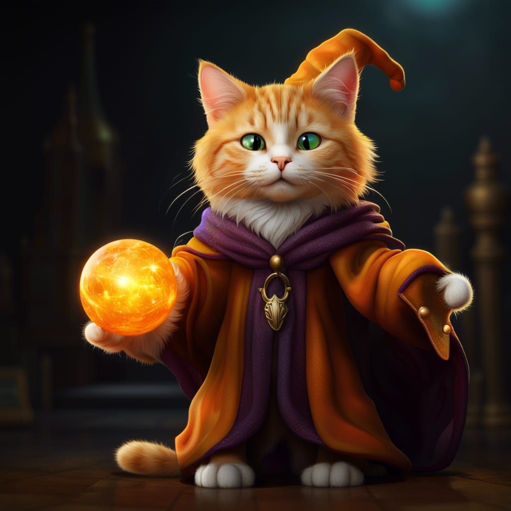 cute orange cat wizard :) - AI Generated Artwork - NightCafe Creator
