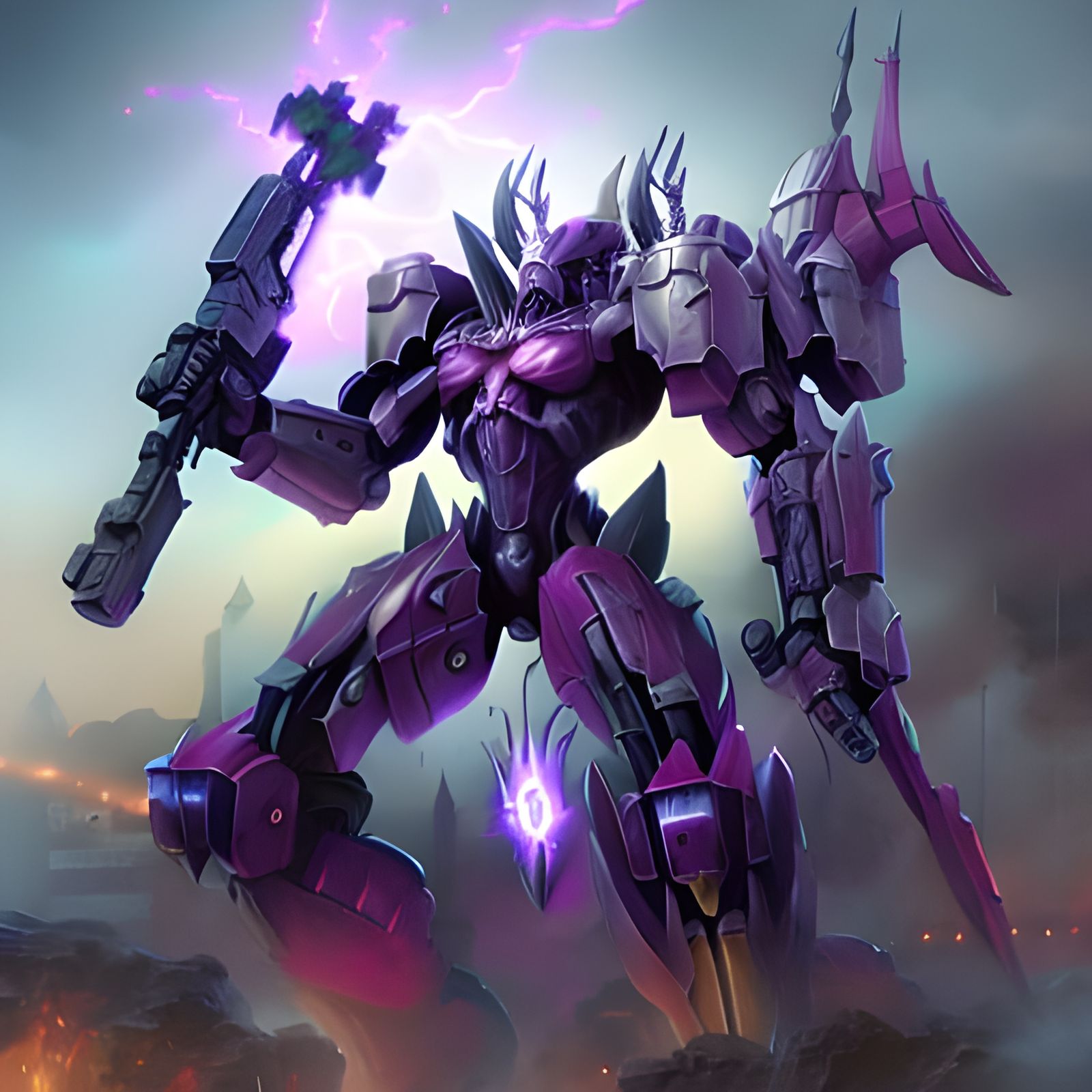 Purple thunder mecha - AI Generated Artwork - NightCafe Creator