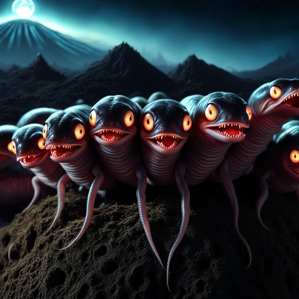 Invasion of alien worms - AI Generated Artwork - NightCafe Creator