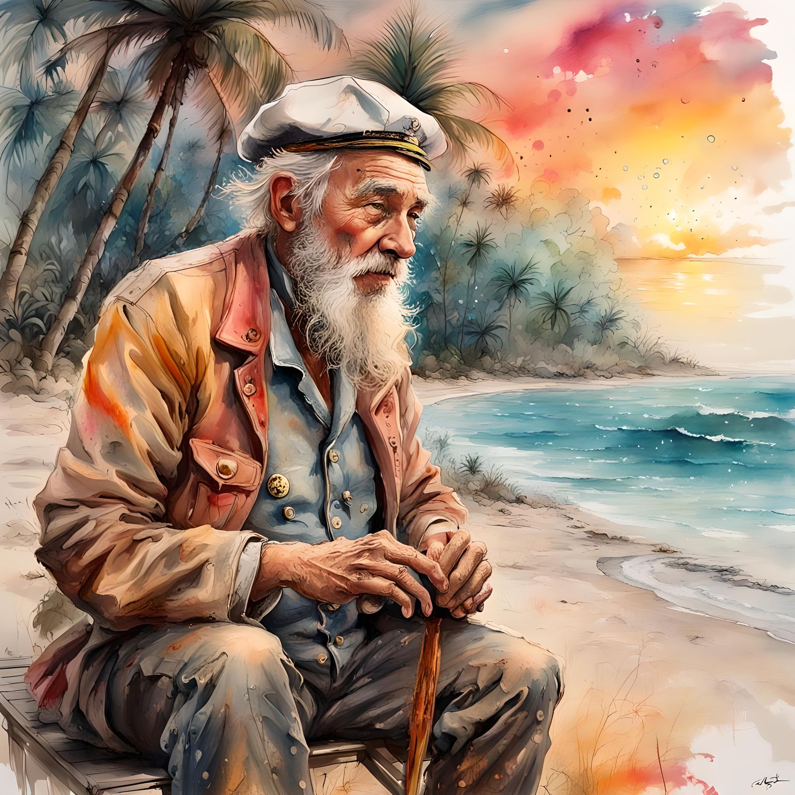 Portraits of an old sailor. - AI Generated Artwork - NightCafe Creator