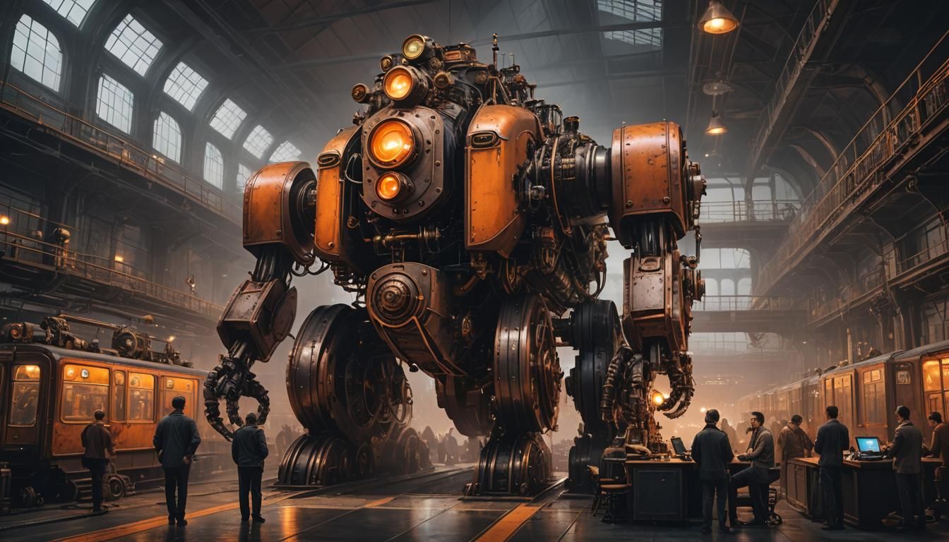 steampunk trainbot - AI Generated Artwork - NightCafe Creator