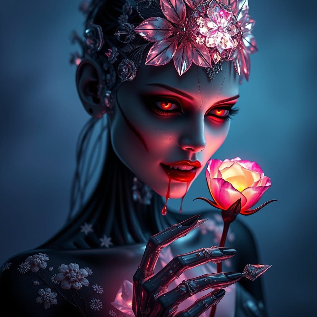 This hauntingly beautiful vampire robot hybrid portrait shines with a ...
