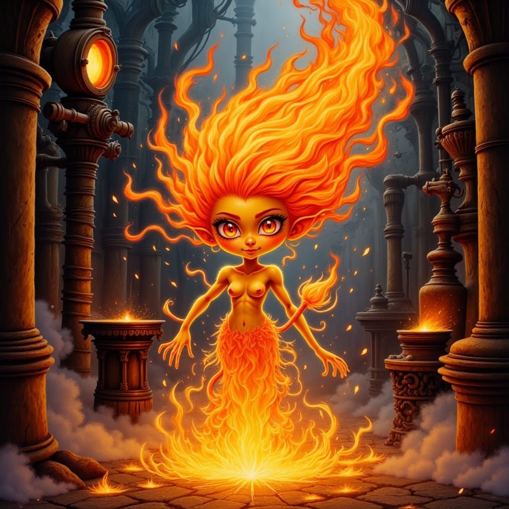 🔥⚙️ Steampunk Fire Imp (Goblin Fantasy Flux)