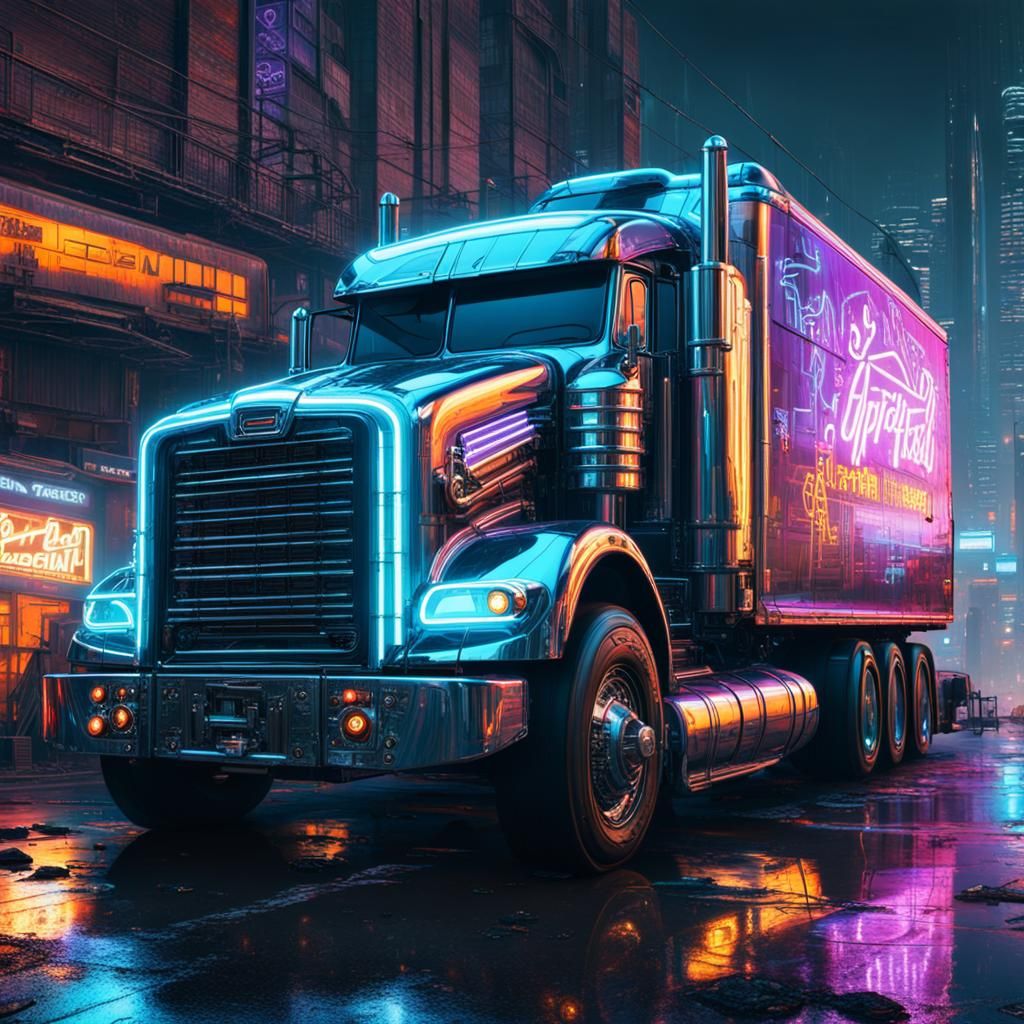 Semi truck cyberpunk! - AI Generated Artwork - NightCafe Creator