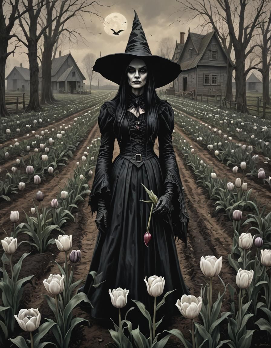 dark tulip farm gothic lovely witch - AI Generated Artwork - NightCafe ...