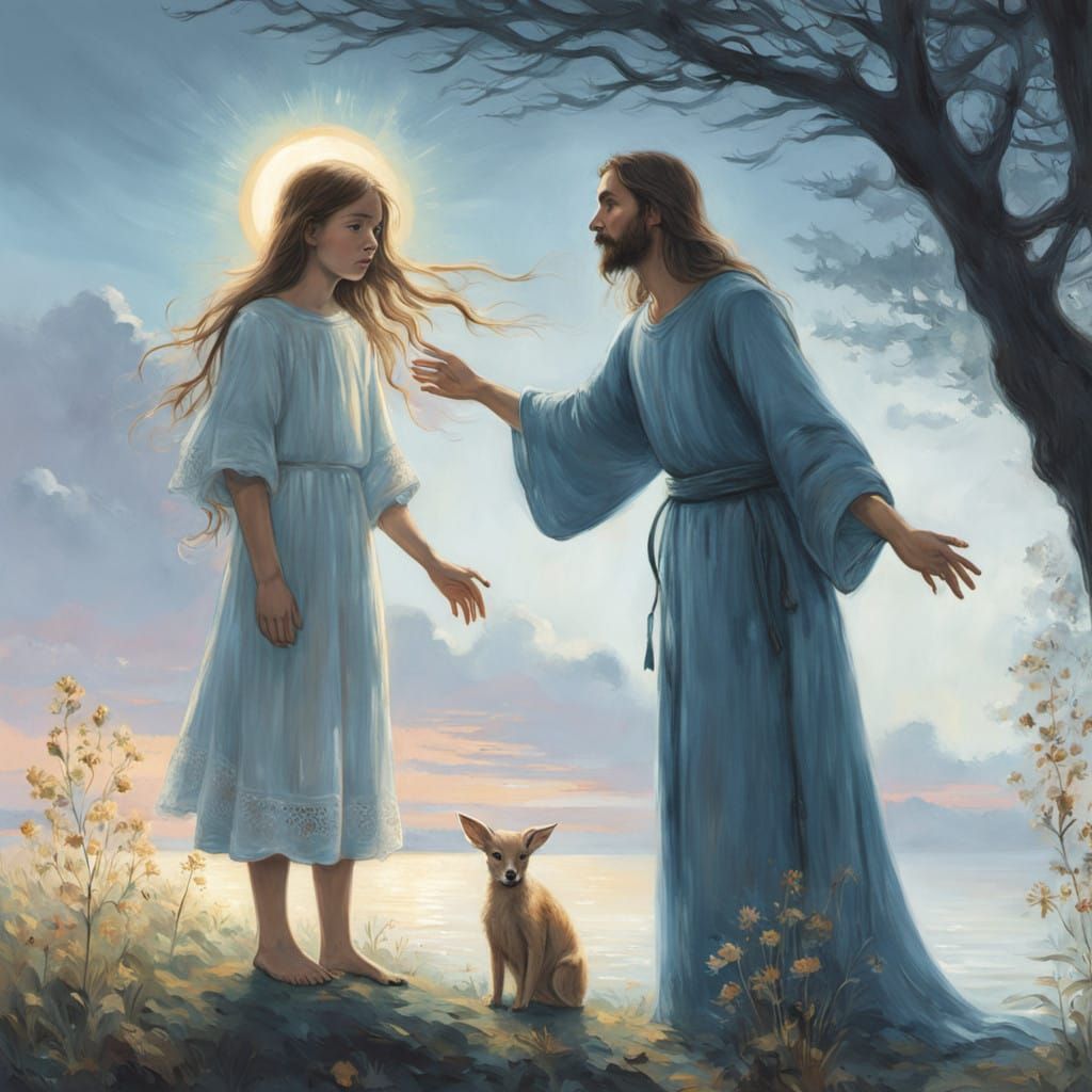 Divine Miracle Scene with Jesus and a Little Girl ... - AI Art