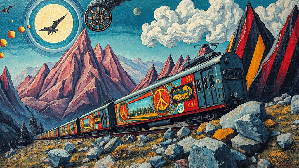 Surreal Peace Train Emerges from Vibrant Dreamscap... - AI Art