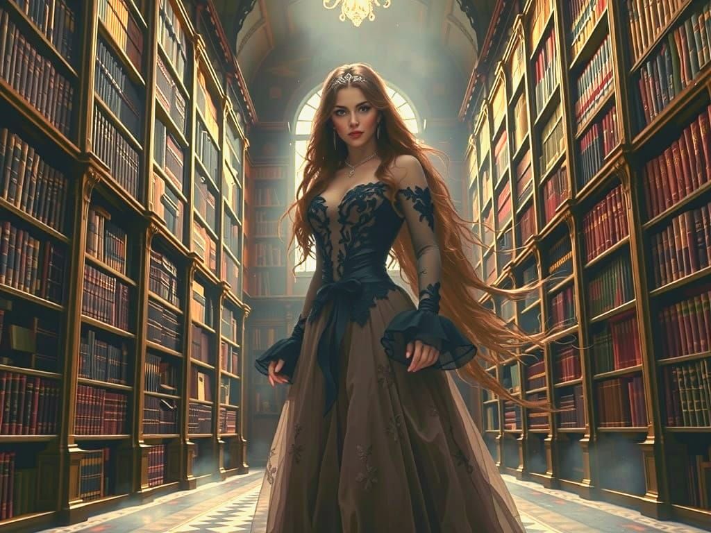 Books Fascination. - Ethereal Gothic Beauty in a Grand Libra...