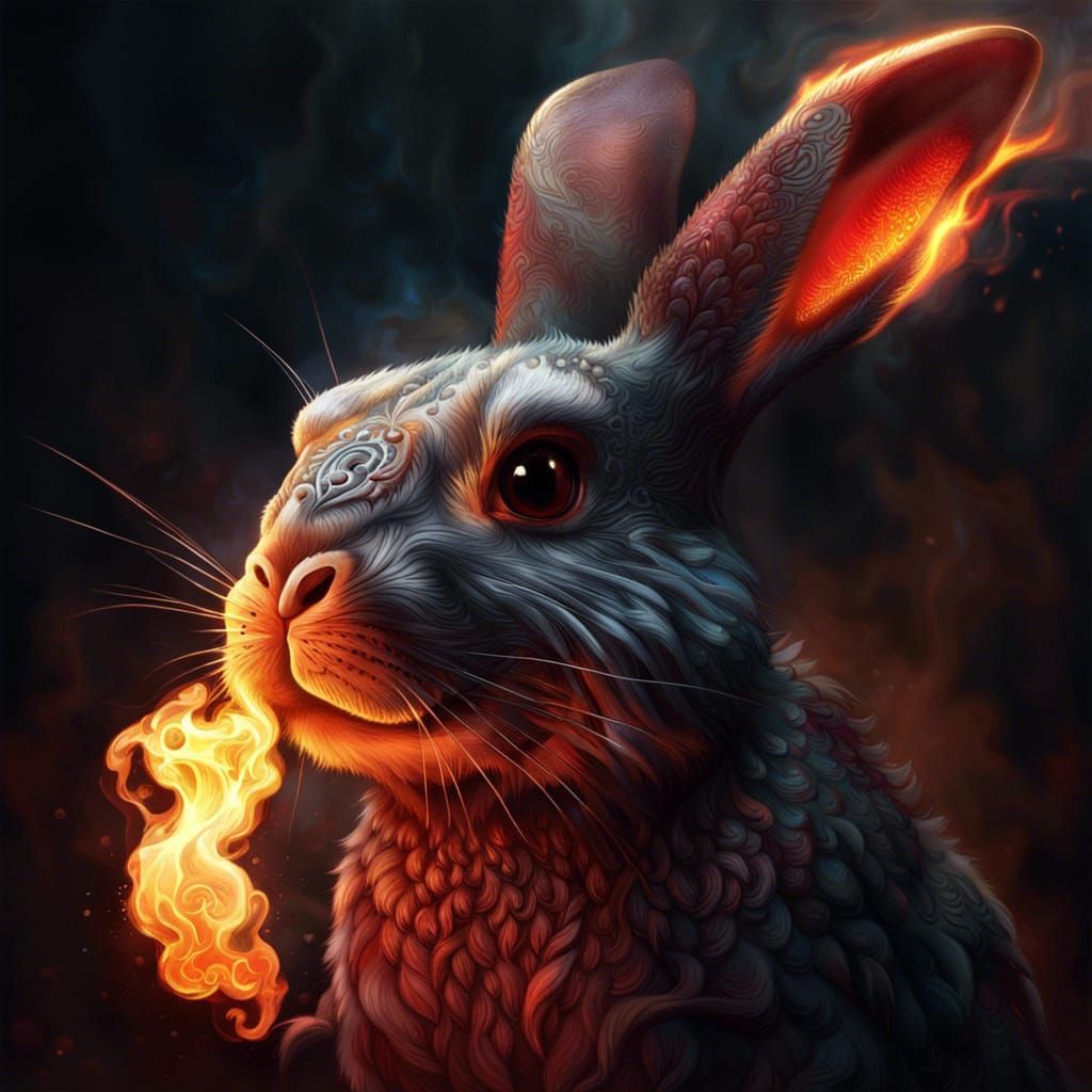 A fire breathing rabbit - AI Generated Artwork - NightCafe Creator