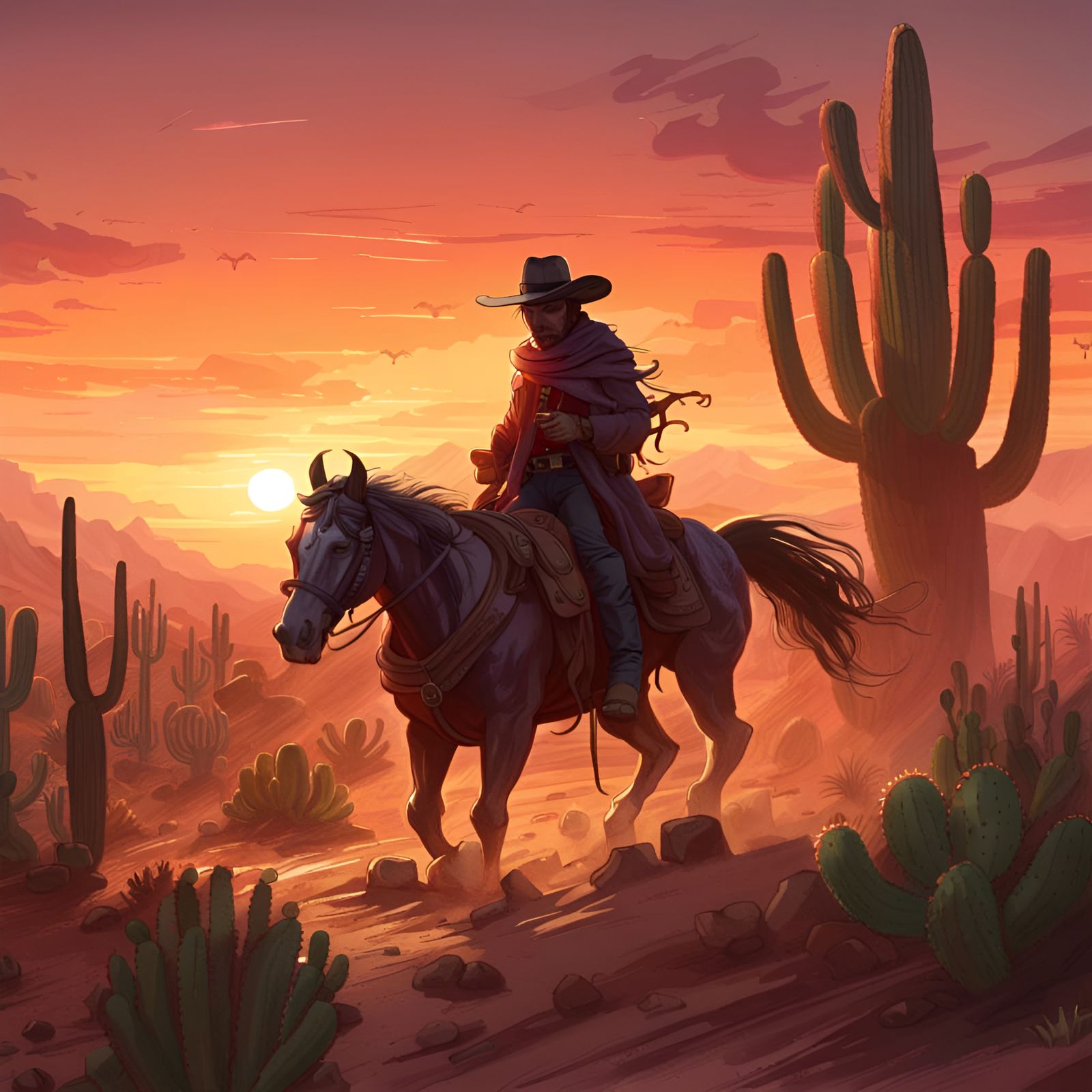 The Cowboy on his Quest - AI Generated Artwork - NightCafe Creator