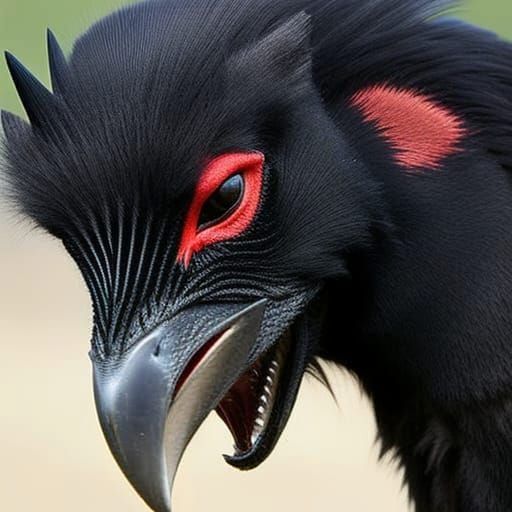 Photograph Portrait, of a Vampire Rooster Steed, (black Bat Horse ...