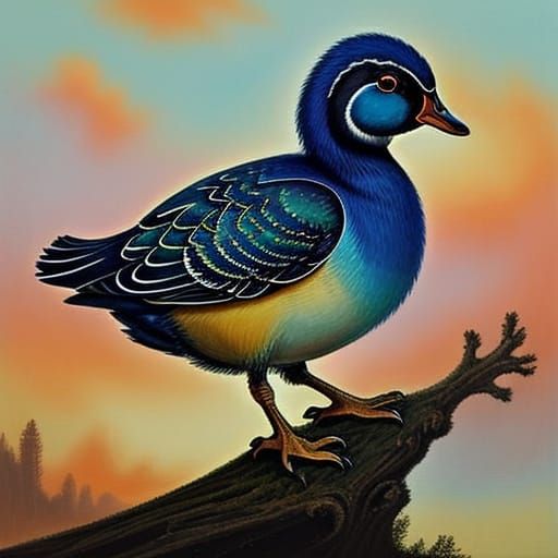 Cicada Song Duck - Elegant Mallard Duck in Digital Silk Art