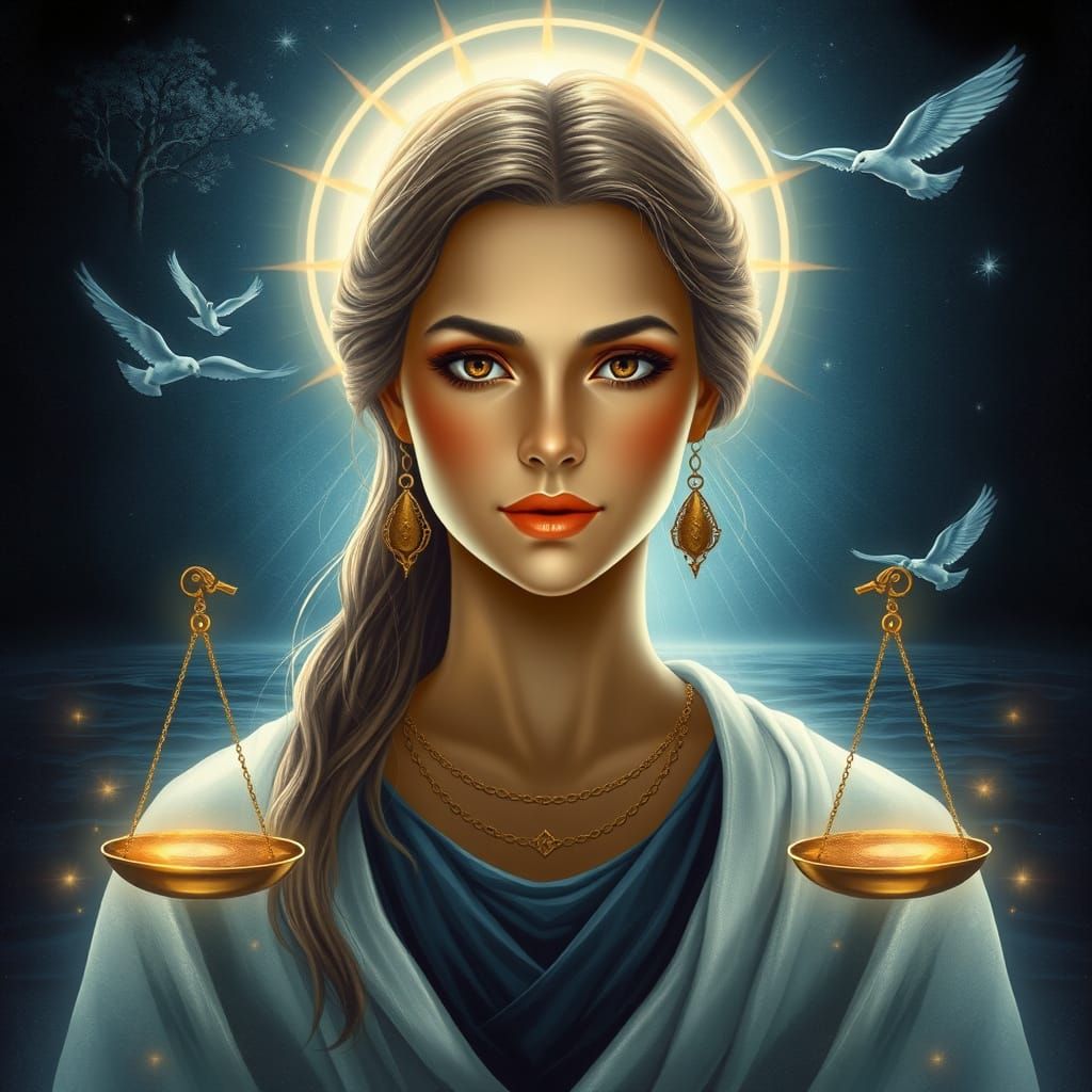 Serene Goddess of Balance and Truth - AI Art