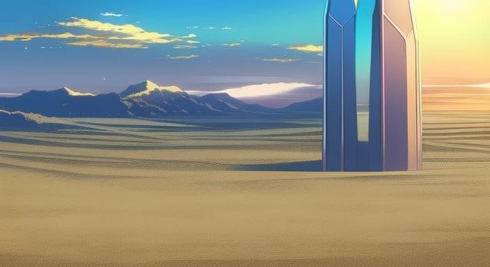 Monolith in the desert by artist "anime", Anime Key Visual, Japanese ...