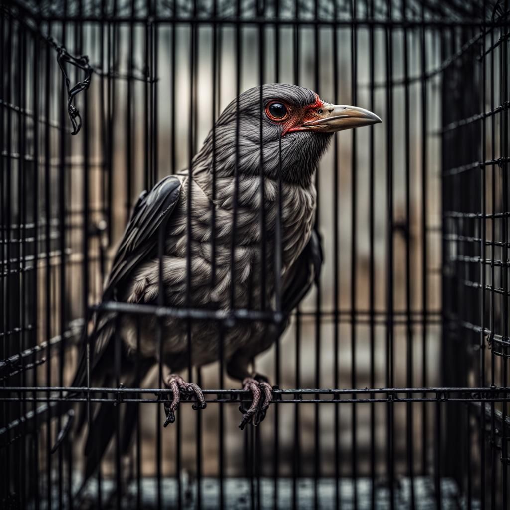 An evil bird in a cage - AI Generated Artwork - NightCafe Creator