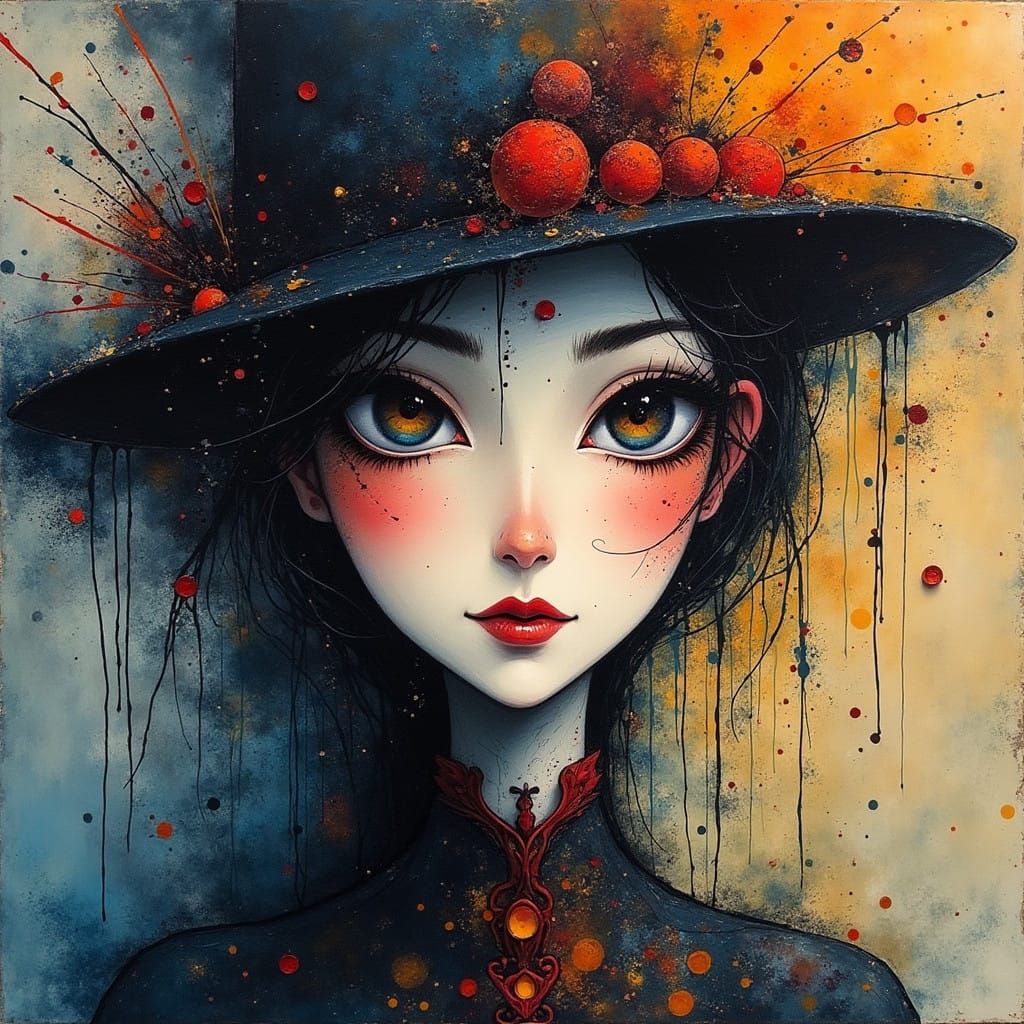 Ink-Infused Dark Fantasy Enchanter in Splendid Kan... - AI Art