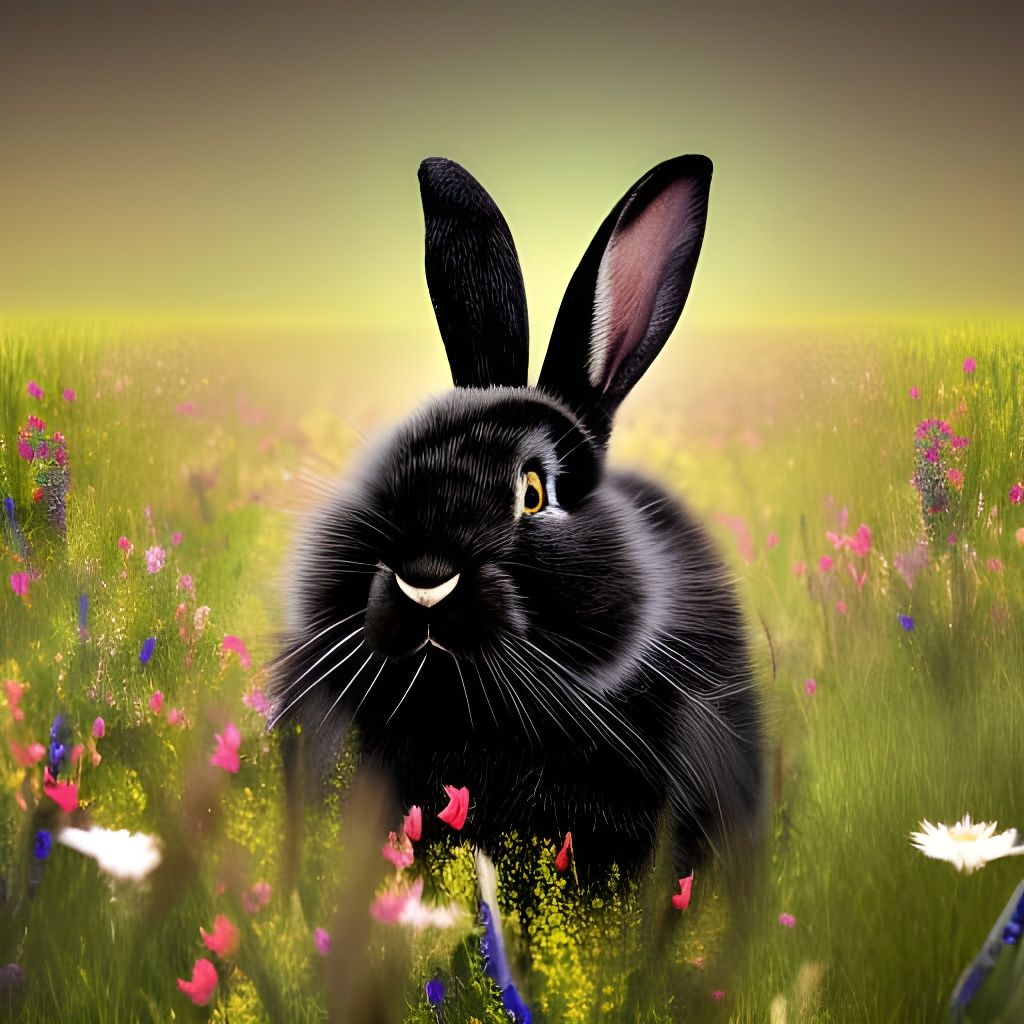 Grumpy Rabbit in a Field of Wildflowers - AI Generated Artwork ...
