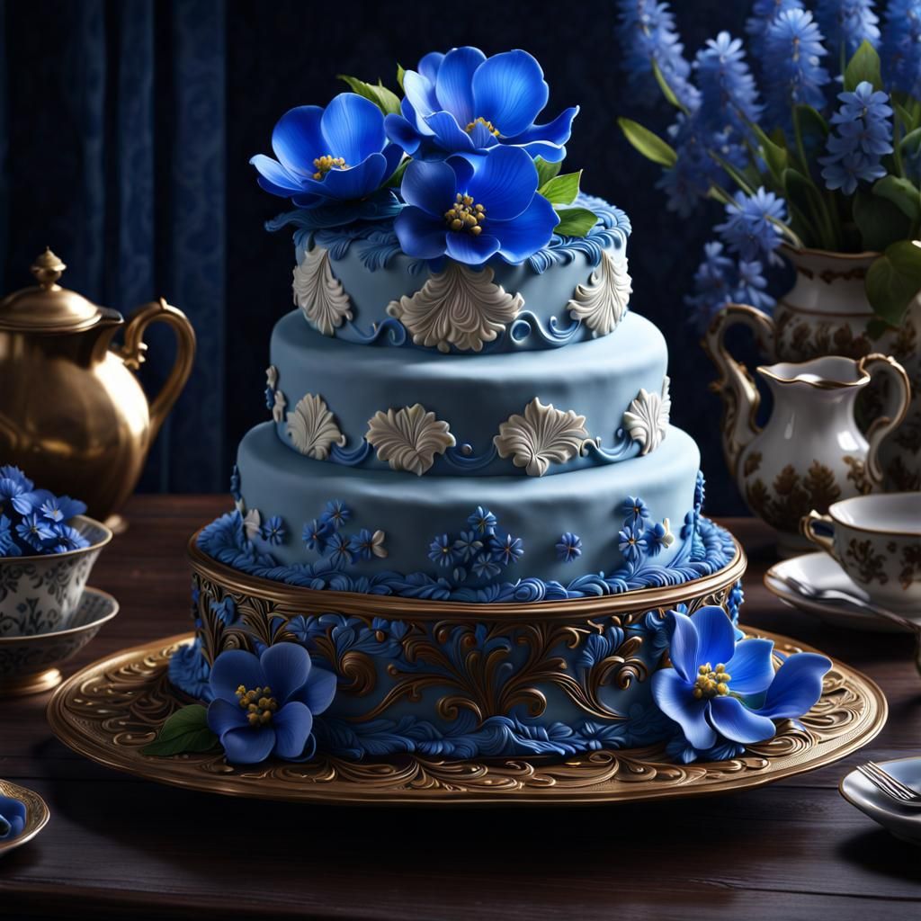 Blue bonnet cake - AI Generated Artwork - NightCafe Creator