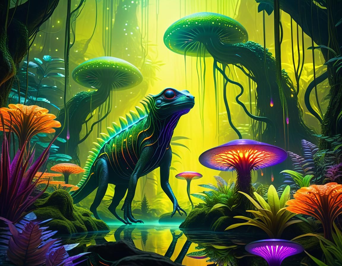 Alien Rainforest Scene 12 - AI Generated Artwork - NightCafe Creator