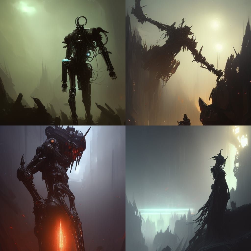 deathly mechanized humanoid - AI Generated Artwork - NightCafe Creator