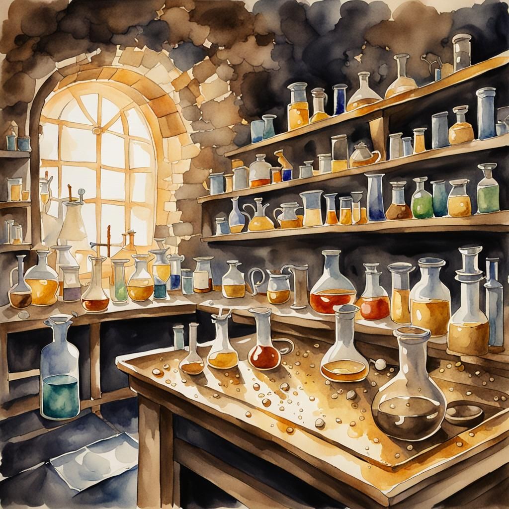 Hidden away in an Alchemist’s lab base metals wait to be turned into ...