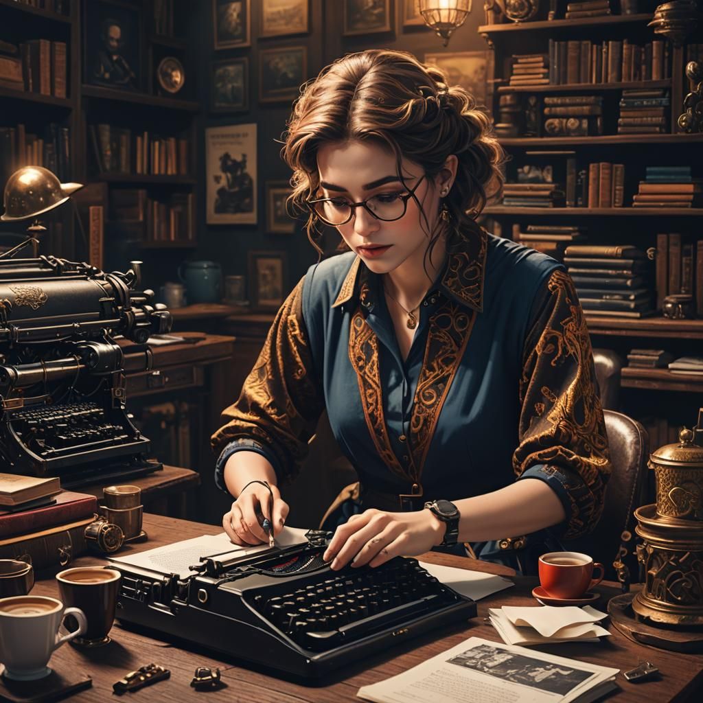Fixing the typewriter - AI Generated Artwork - NightCafe Creator