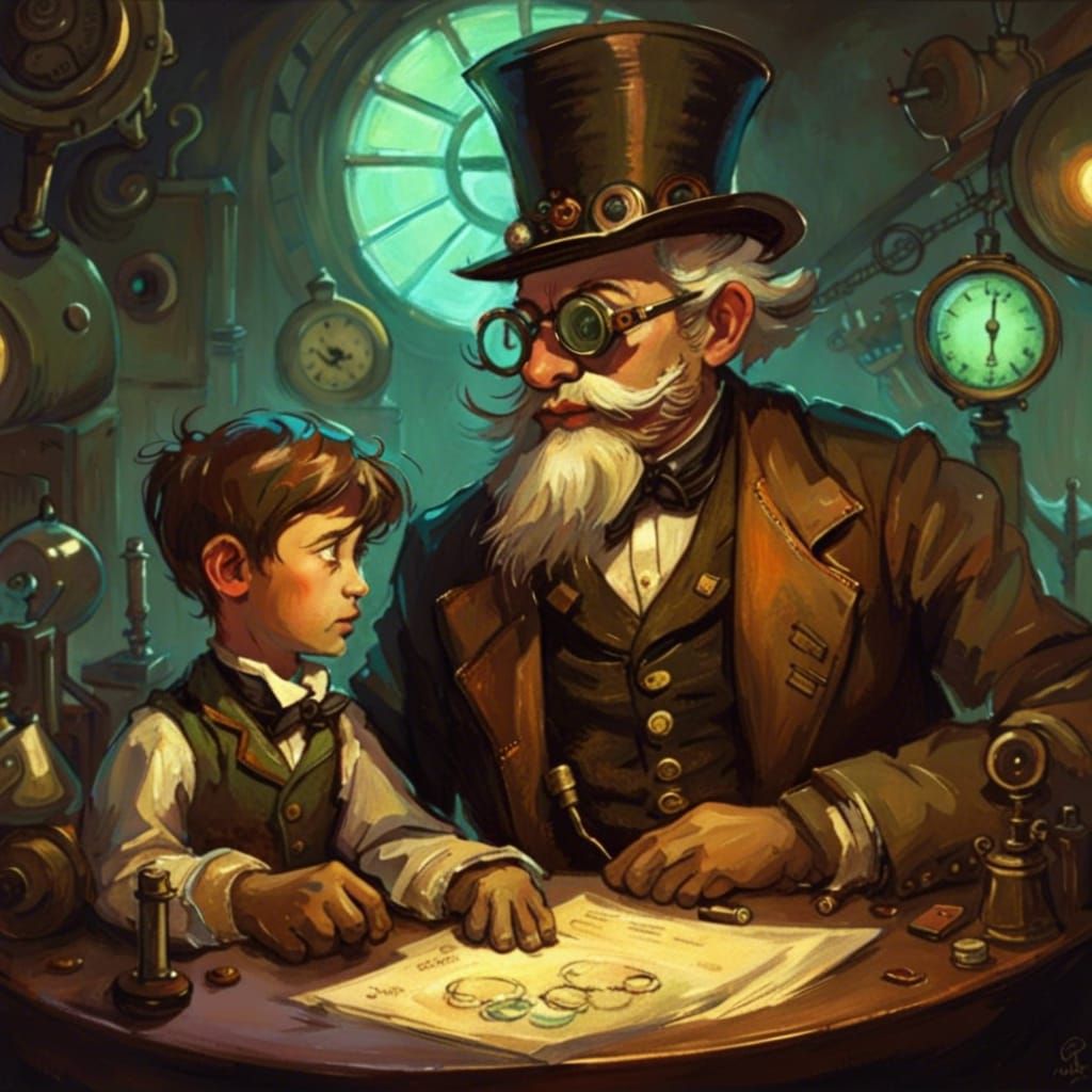 Steampunk Tinker and Son - AI Generated Artwork - NightCafe Creator