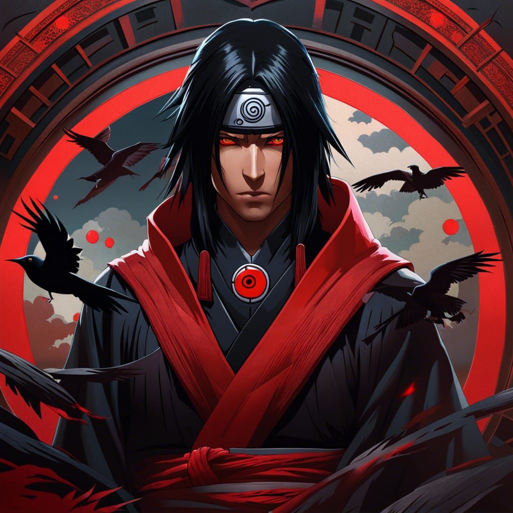 Itachi uchiha with his crows - AI Generated Artwork - NightCafe Creator